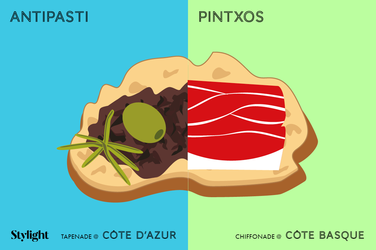 Cote d Azur VS Cote Basque - Stylight -antipasti vs pintxos